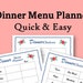 Quick & Easy DINNER MENU PLANNER, Fillable, Editable, Printable, Easy ...
