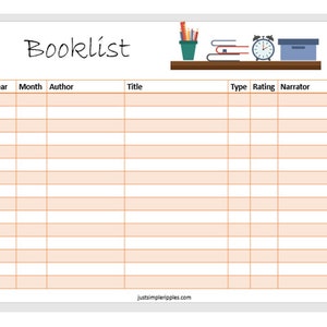Booklist, Reading Log, Book Tracker, Book Rating Log, Kindle Book Log ...