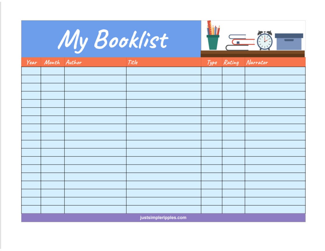 Booklist, Book Log, Best Books, Printable Book Tracker, Booklist With ...