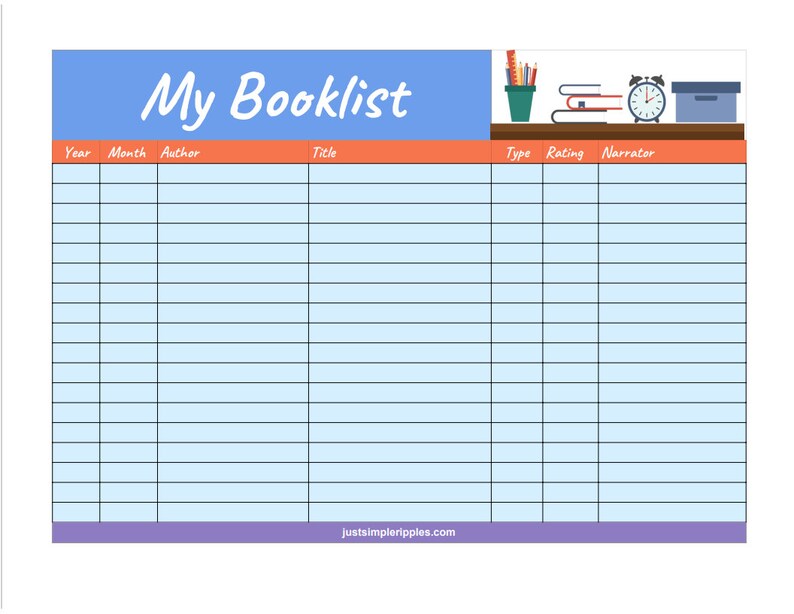 Booklist, Book Log, Best Books, Printable Book Tracker, Booklist With ...