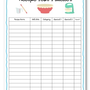 Recipe Test Tracker Log, New Recipe Log, Favorite Recipe Tracker, Best ...