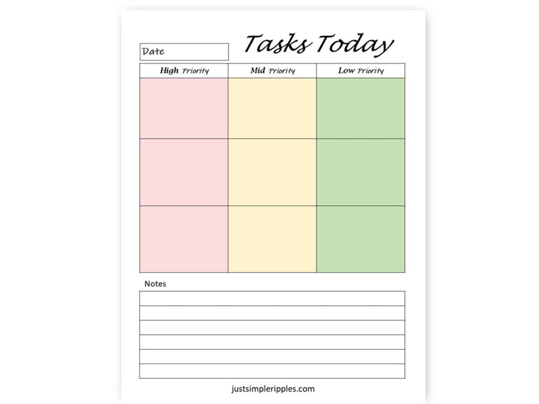 DAILY TASKS, STICKY Notes, Task List, Cross Off, Notes Section, Half ...