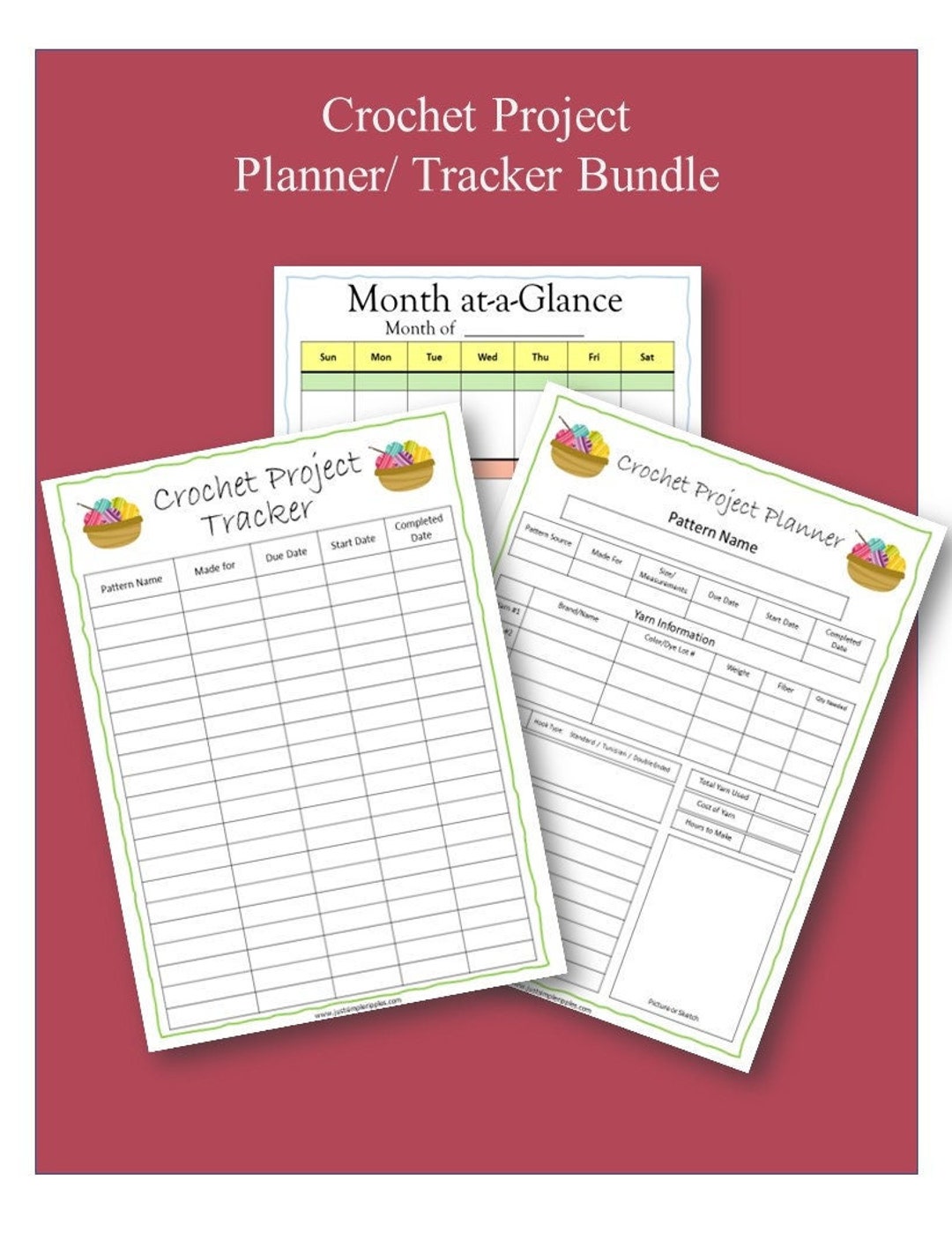 Printable Crochet Planner, PDF Planner, Crochet Project Planner ...