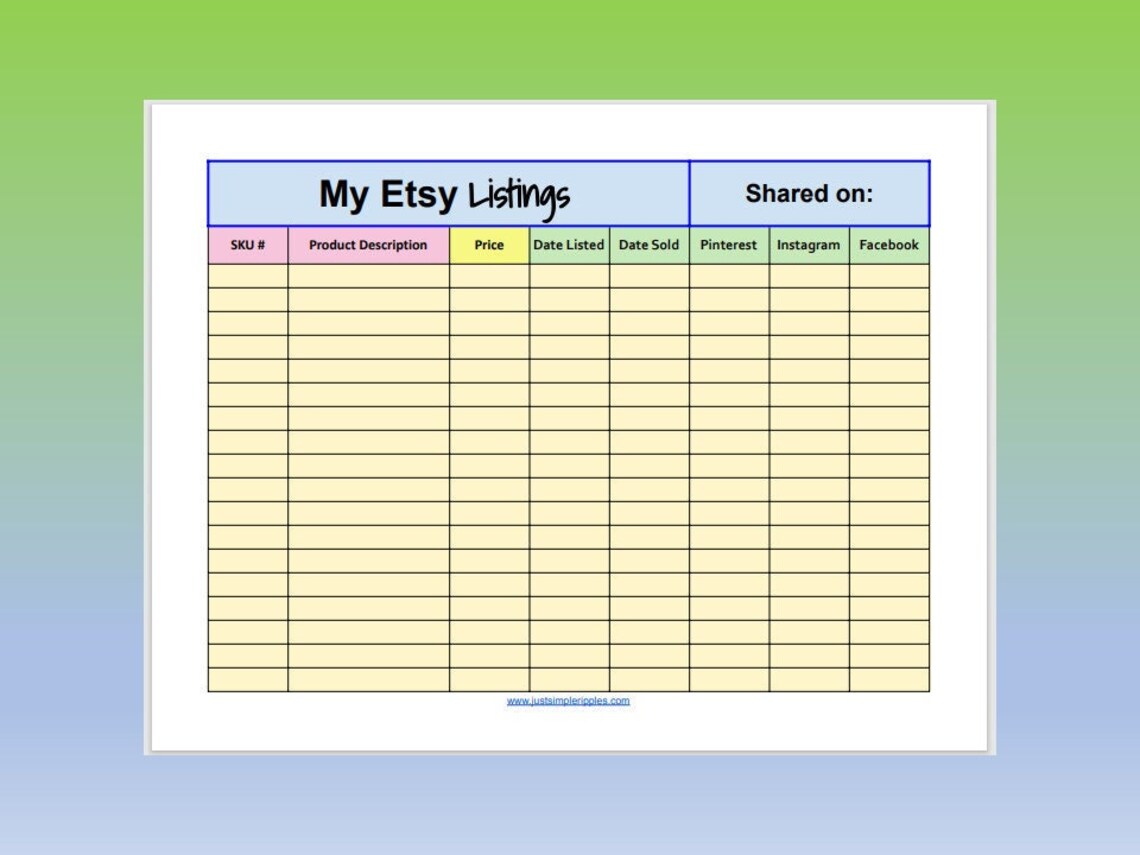 ETSY LISTING Tracker, SKU Tracker, Date Tracker, Online Business ...