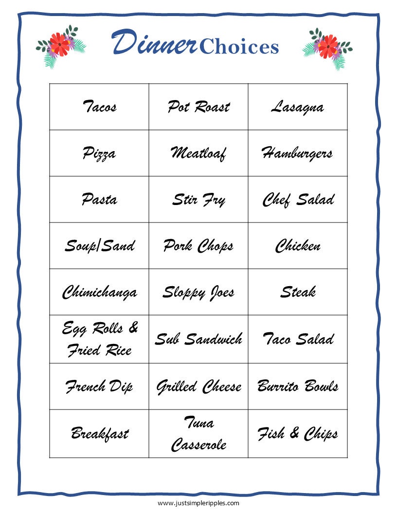 Quick & Easy DINNER MENU PLANNER, Fillable, Editable, Printable, Easy ...