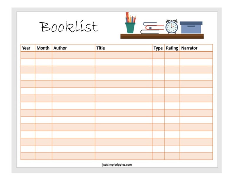 Booklist, Reading Log, Book Tracker, Book Rating Log, Kindle Book Log ...