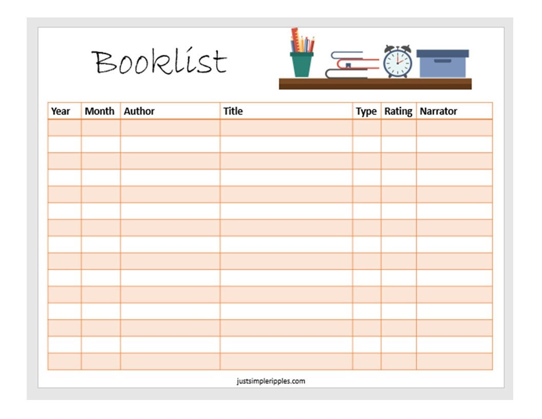 Booklist, Reading Log, Book Tracker, Book Rating Log, Kindle Book Log ...