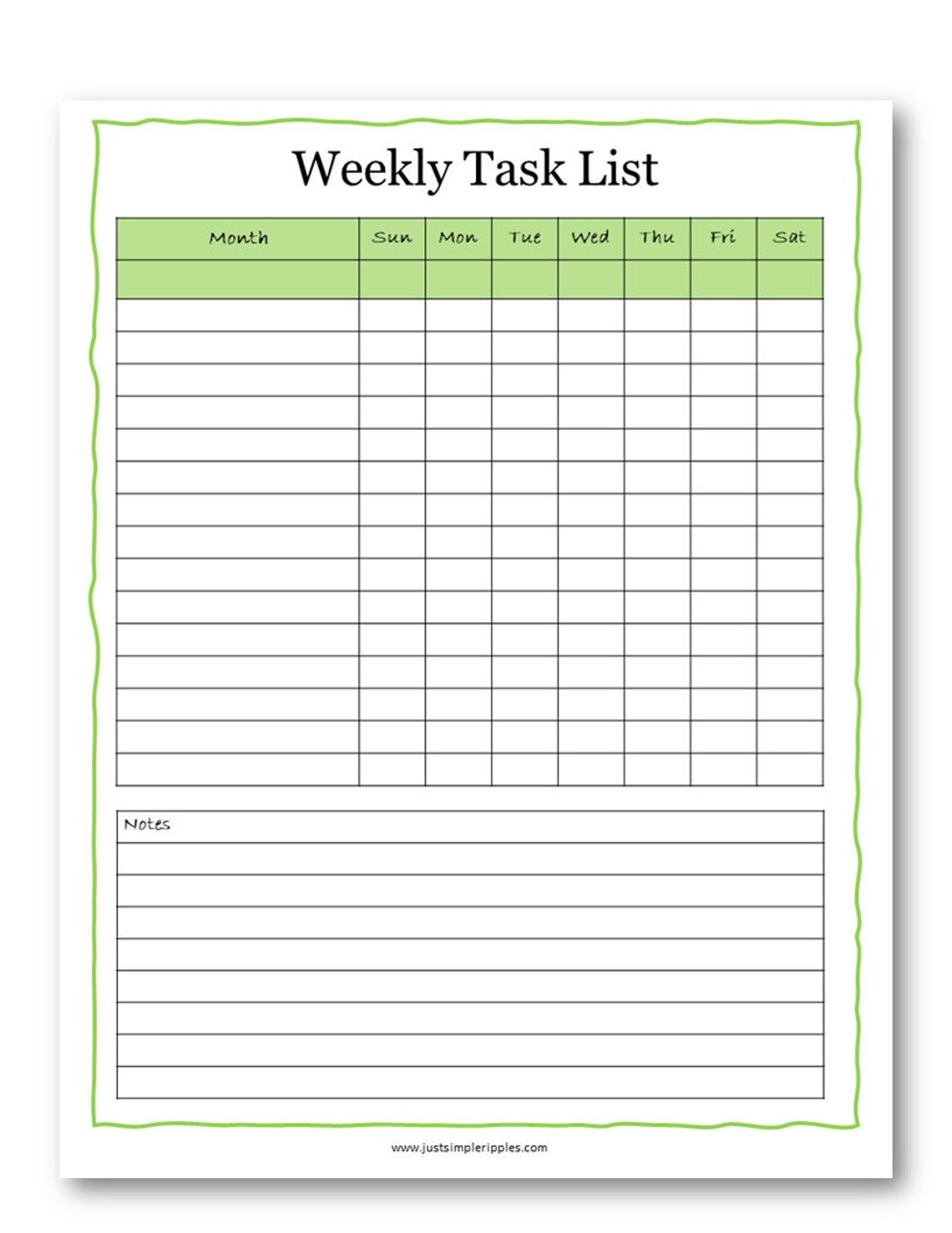 Weekly TASK/HABIT TRACKER Log, Simple Habit Tracker, Notes Section, 5 ...