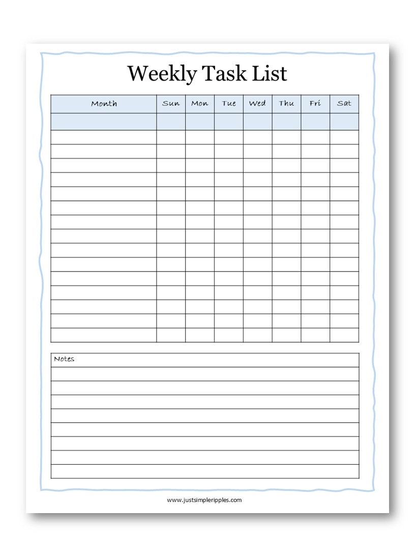 Weekly TASK/HABIT TRACKER Log, Simple Habit Tracker, Notes Section, 5 ...