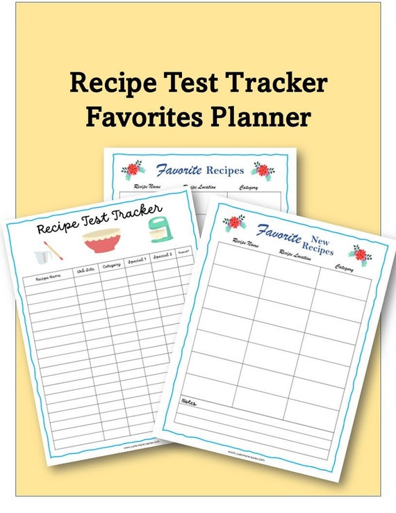 Recipe Test Tracker Log New Recipe Log Favorite Recipe - Etsy