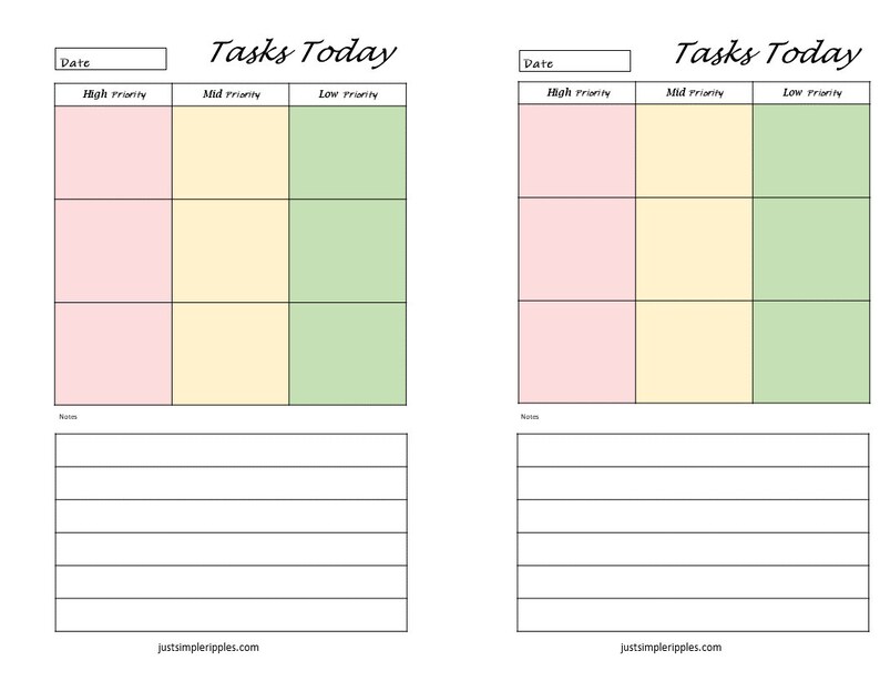 DAILY TASKS, STICKY Notes, Task List, Cross Off, Notes Section, Half ...