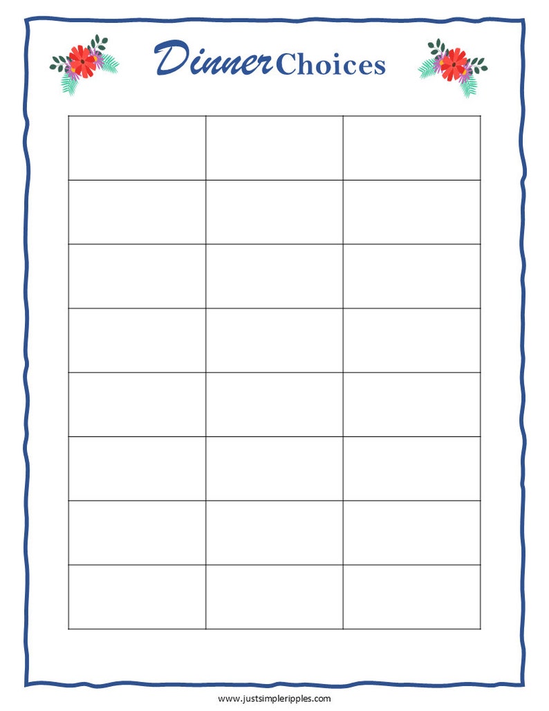 Quick & Easy DINNER MENU PLANNER, Fillable, Editable, Printable, Easy ...