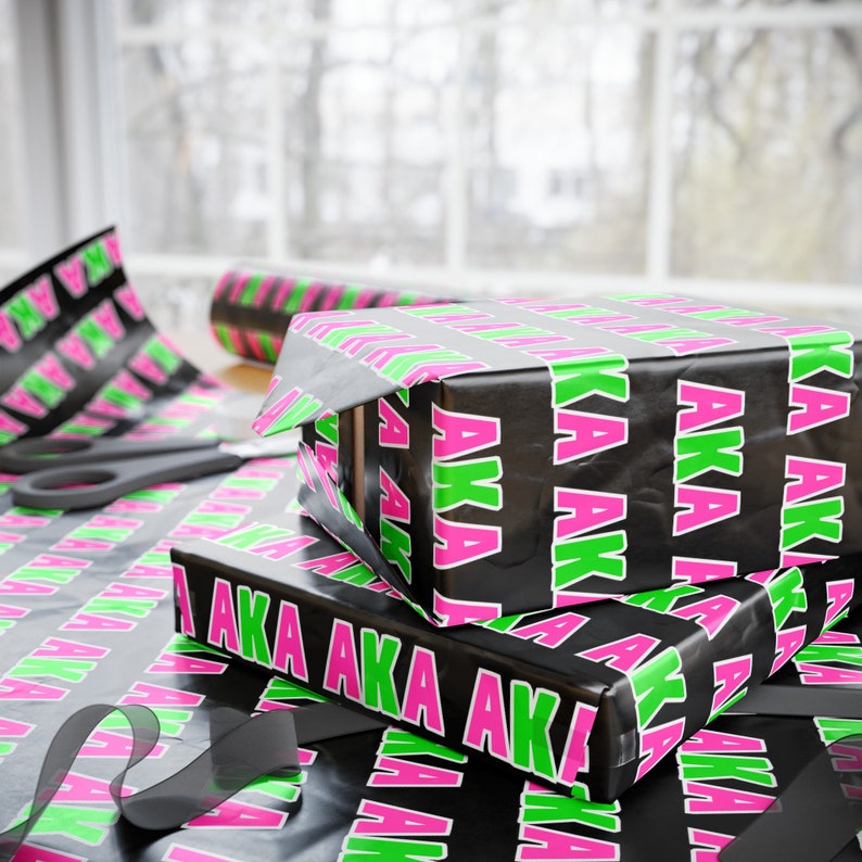 Alpha Kappa Alpha Sorority Inspired Neon AKA Gift Wrap Paper Wrapping ...