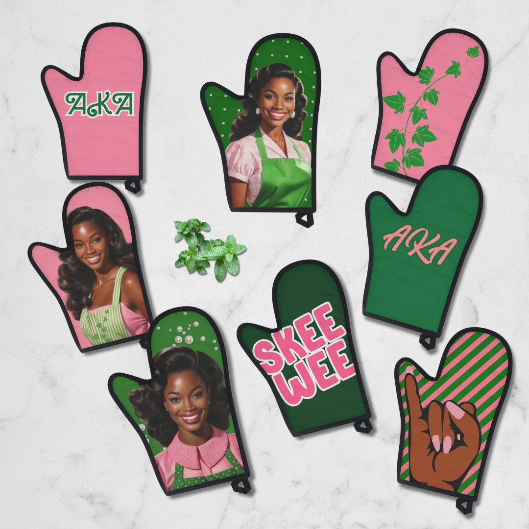 Alpha Kappa Alpha Sorority Inspired Oven Mitts AKA 1908 Oven Glove Mitt ...