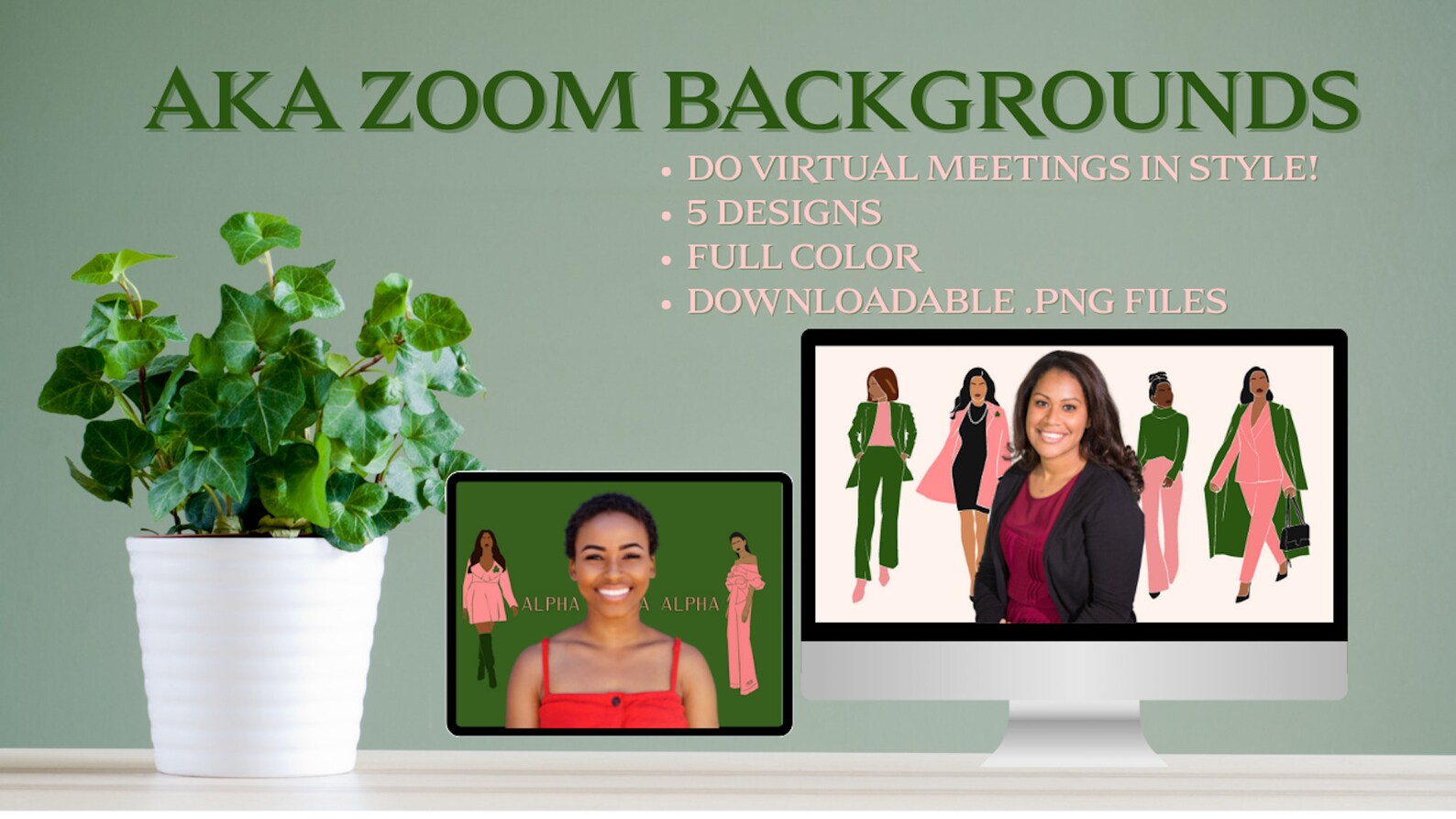Alpha Kappa Alpha Zoom Backgrounds AKA Virtual Meeting - Etsy