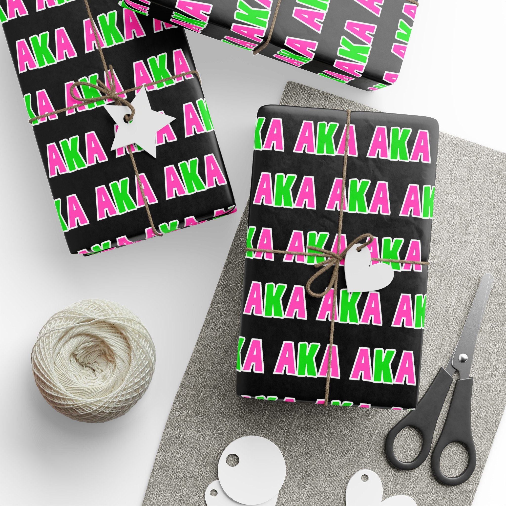 Alpha Kappa Alpha Sorority Inspired Neon AKA Gift Wrap Paper Wrapping ...