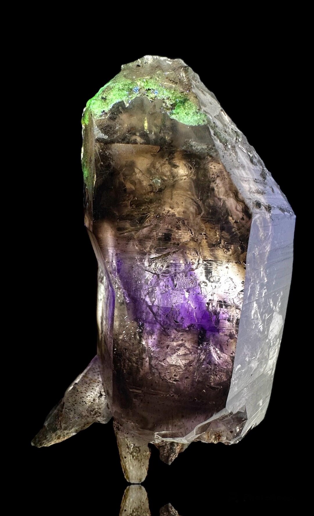 Rare Hyalite UV Reactive Capped Smoky Gem Brandberg Amethyst Scepter ...
