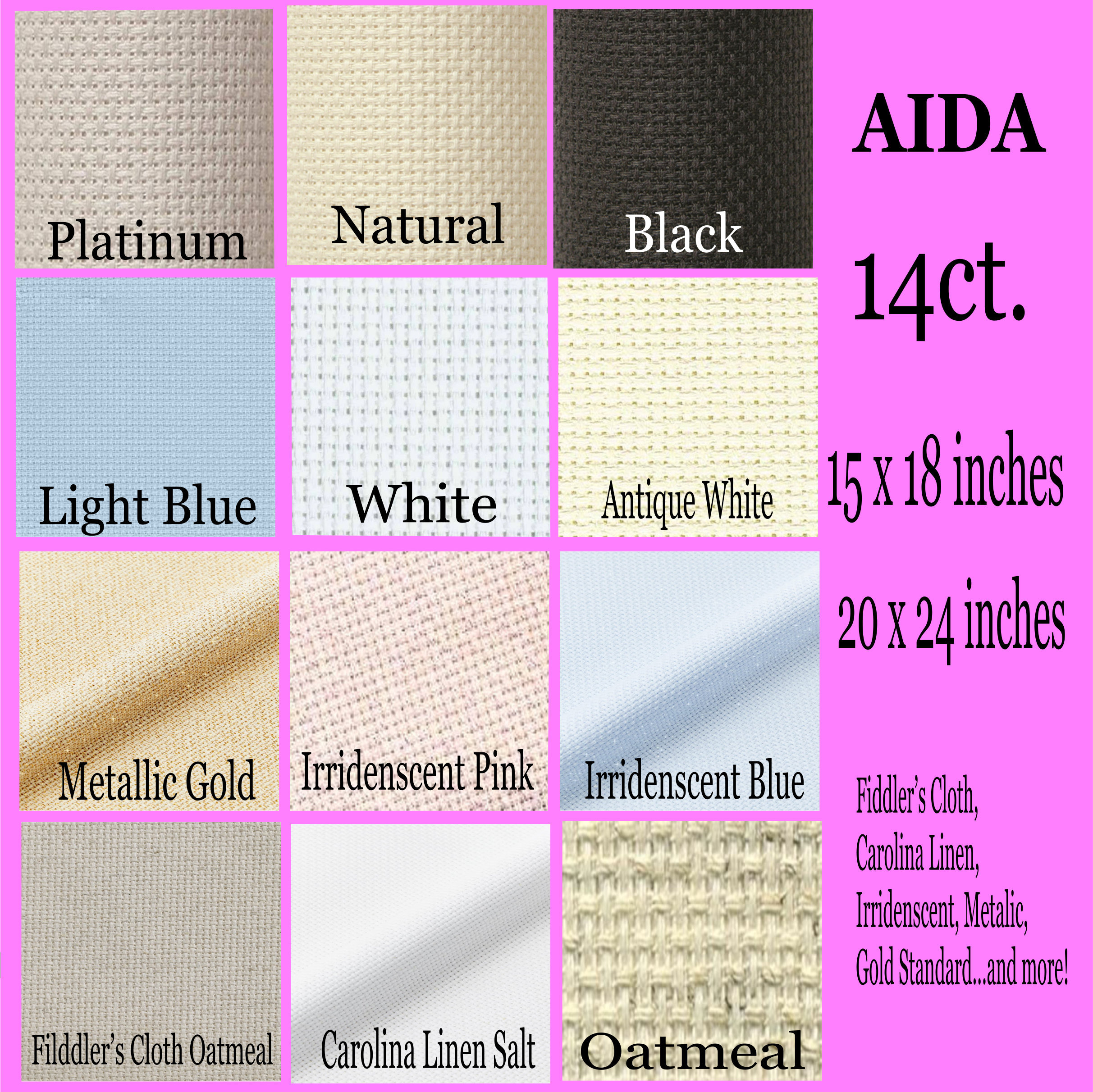 14ct Charles Craft DMC AIDA Carolina Linen, Fiddlers Cloth, Gold ...