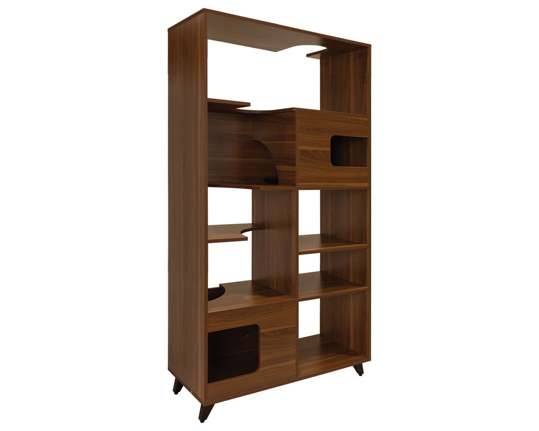 Clifford Engineered Wood Storage Bookshelf, Climbable Shelves, Cat Play ...