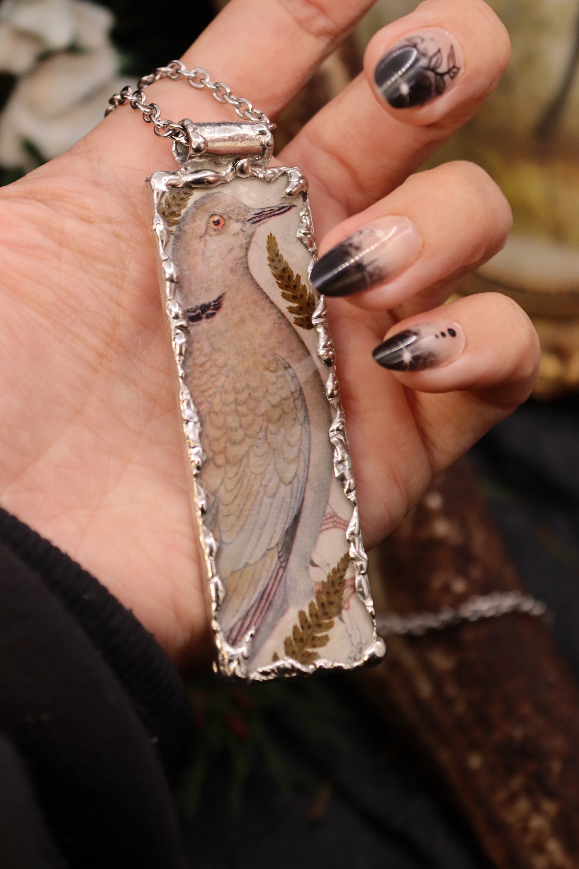 Bird & Bramble Field Guide Dove Pressed Ferns Bird Freeform Solder ...