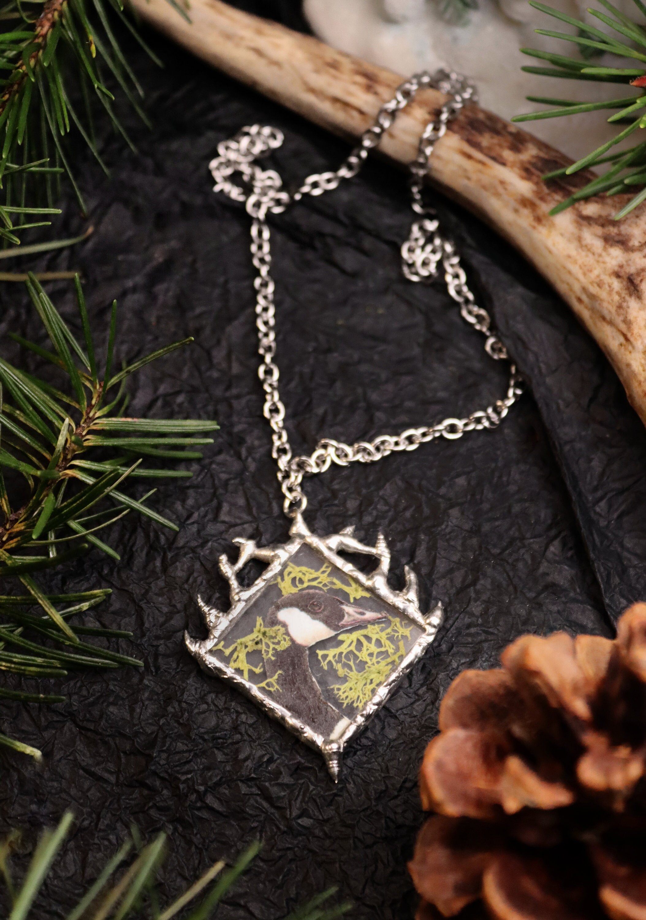 Bird & Bramble Field Guide Canada Goose Moss Bird Freeform Solder Glass ...