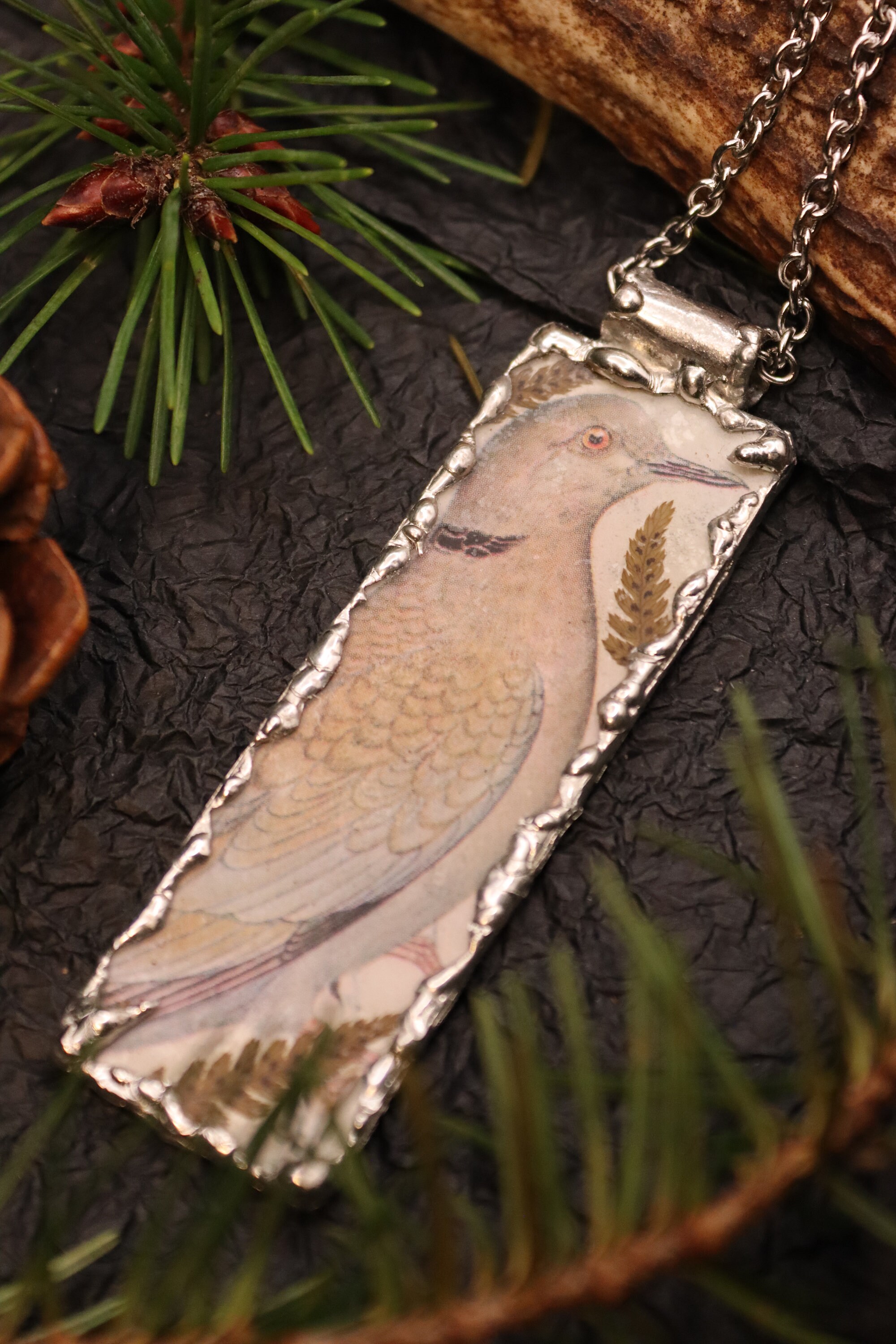 Bird & Bramble Field Guide Dove Pressed Ferns Bird Freeform Solder ...