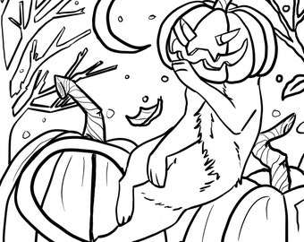 Cute Halloween Cat Coloring Page-instant Download - Etsy