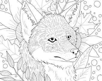 Cute Autumn Fox Coloring Page /pumpkin Patch Fall Coloring Sheet for ...