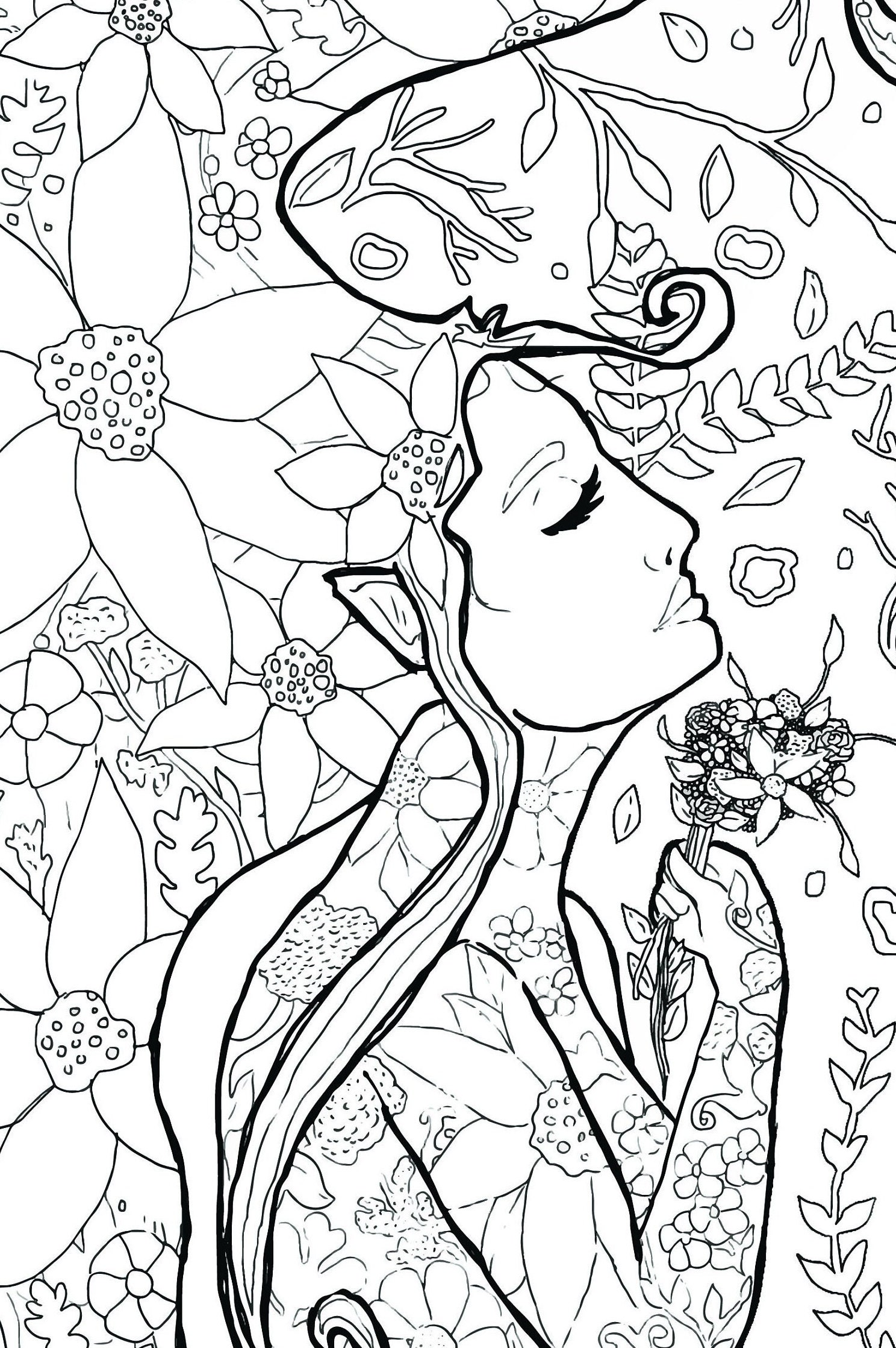 Flower Fairy Printable Coloring Page - Etsy
