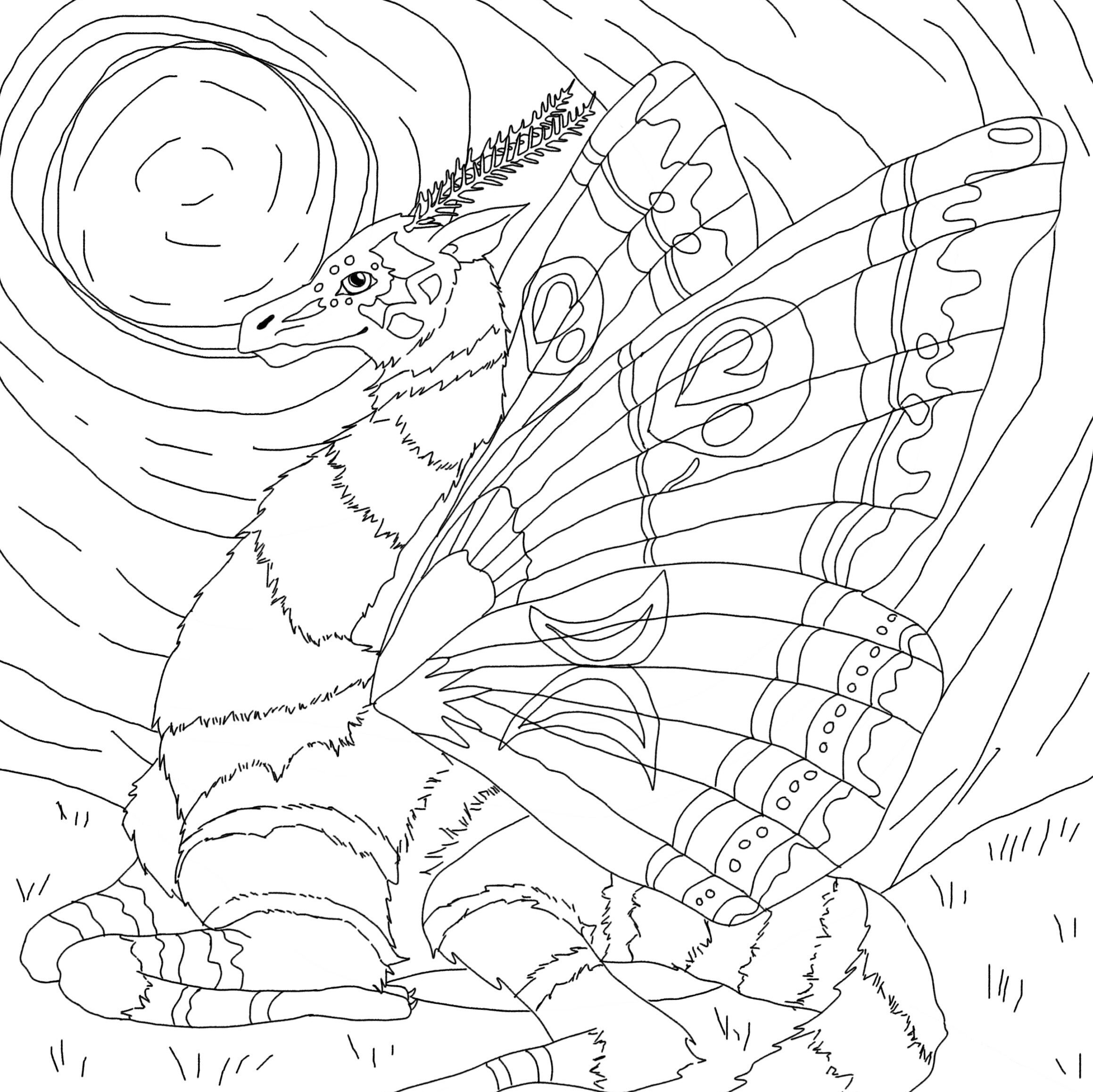 Moth Dragon Downloadable Coloring Page - Etsy