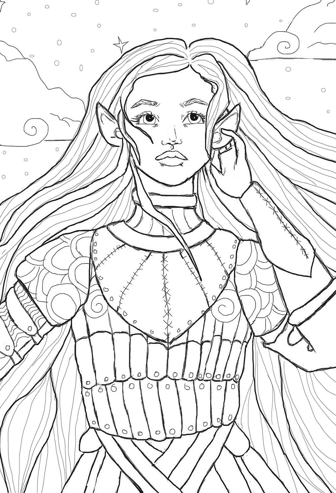 Night Elf Printable Coloring Page - Etsy