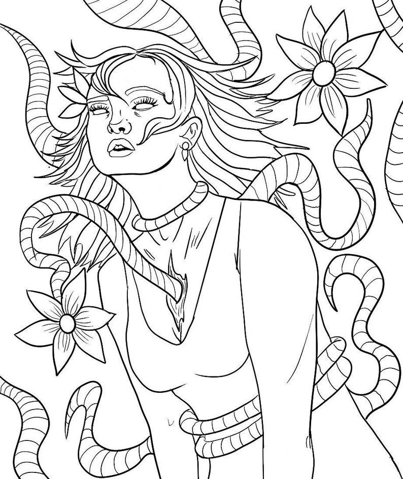 Cursed With Vines Downloadable Coloring Page - Etsy