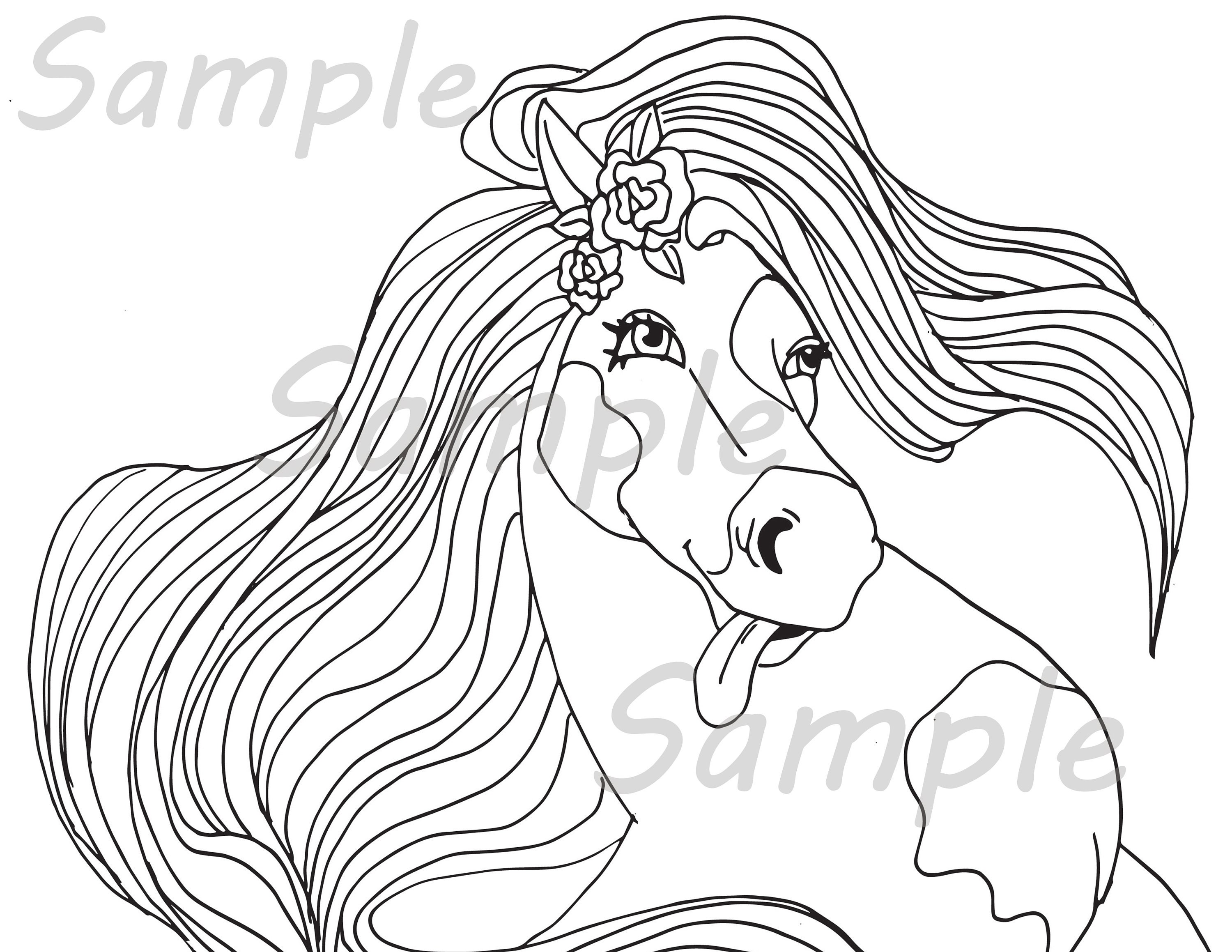 Cute Horse Downloadable Coloring Page - Etsy