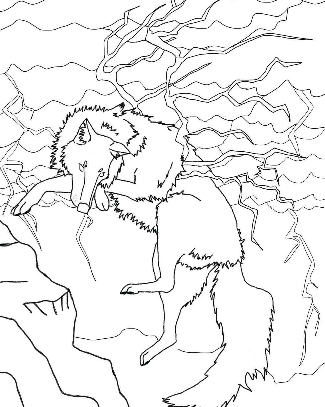 Elemental Lightning Wolf Downloadable Coloring Page - Etsy