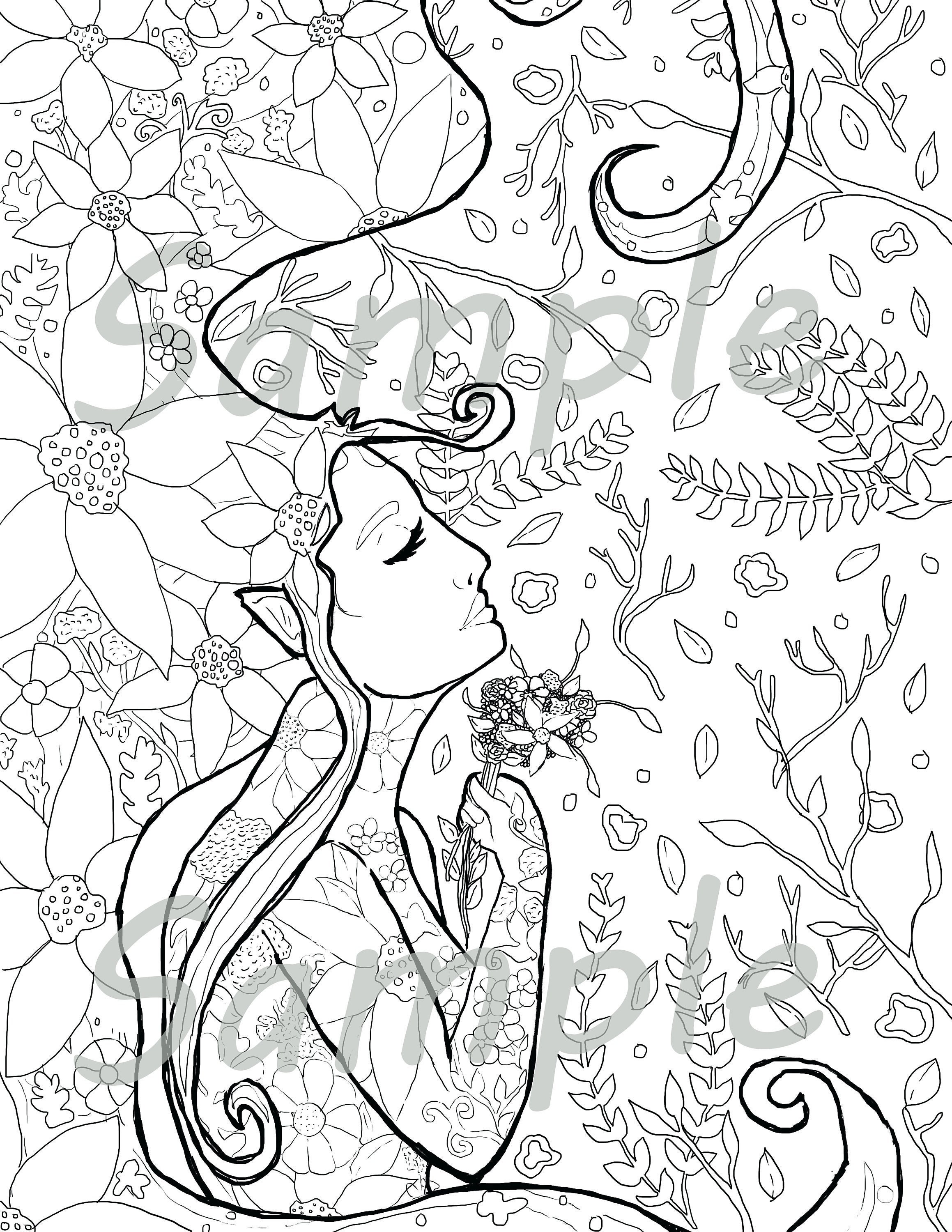 Flower Fairy Printable Coloring Page - Etsy