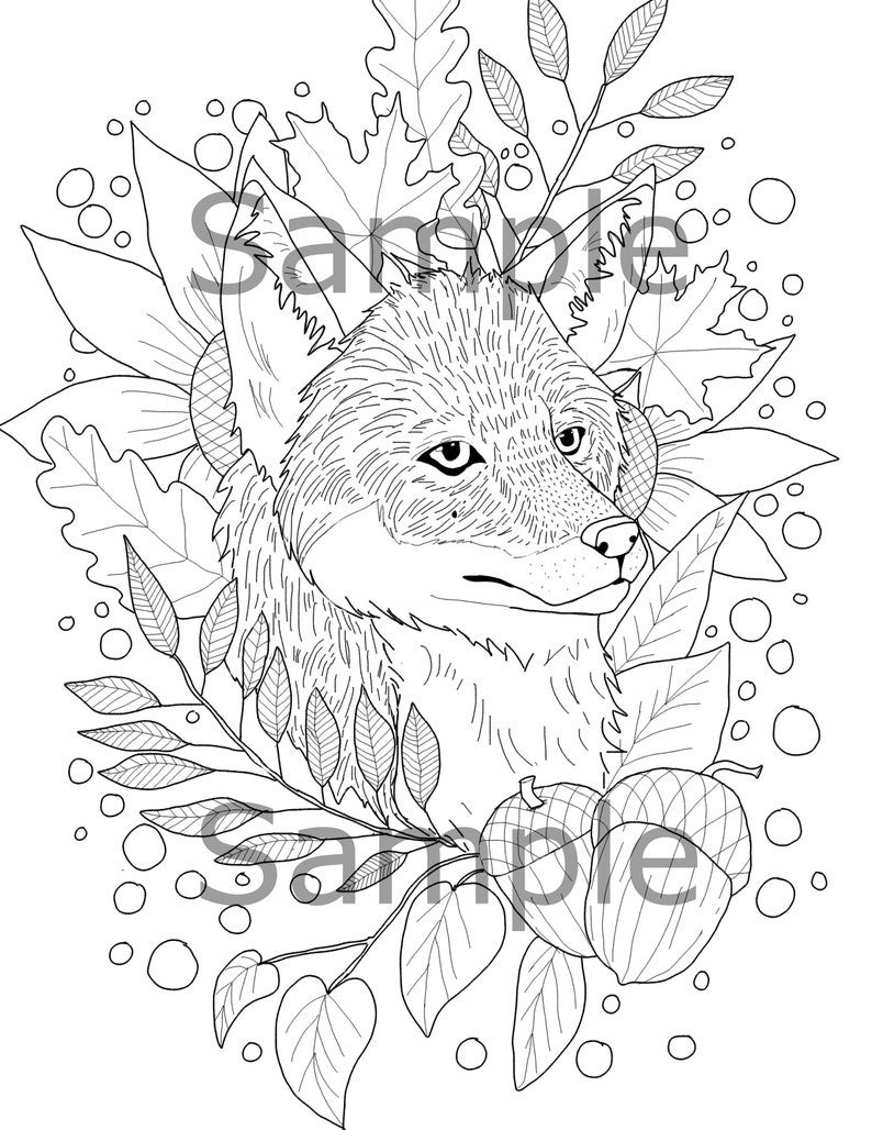 Fall Fox Downloadable Coloring Page - Etsy