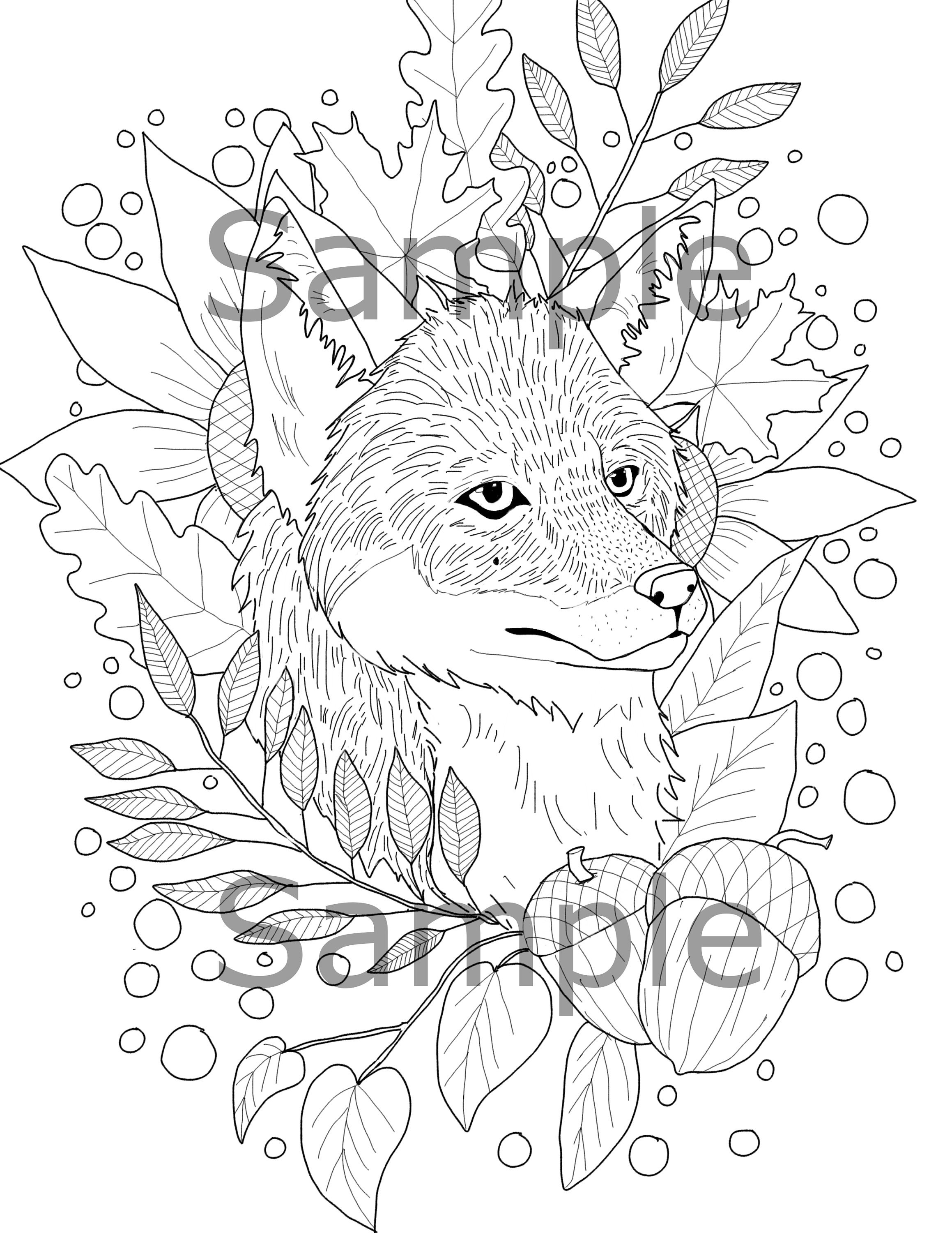 Fall Fox Downloadable Coloring Page - Etsy