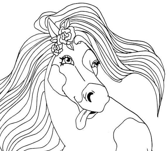 Cute Horse Downloadable Coloring Page - Etsy