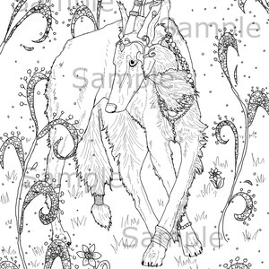 Fantasy Borzoi Dog Downloadable Coloring Page - Etsy