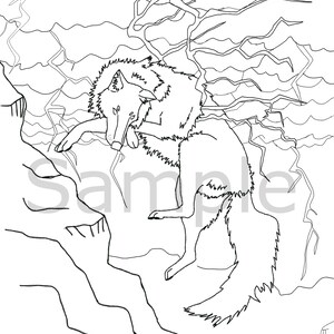 Elemental Lightning Wolf Downloadable Coloring Page - Etsy