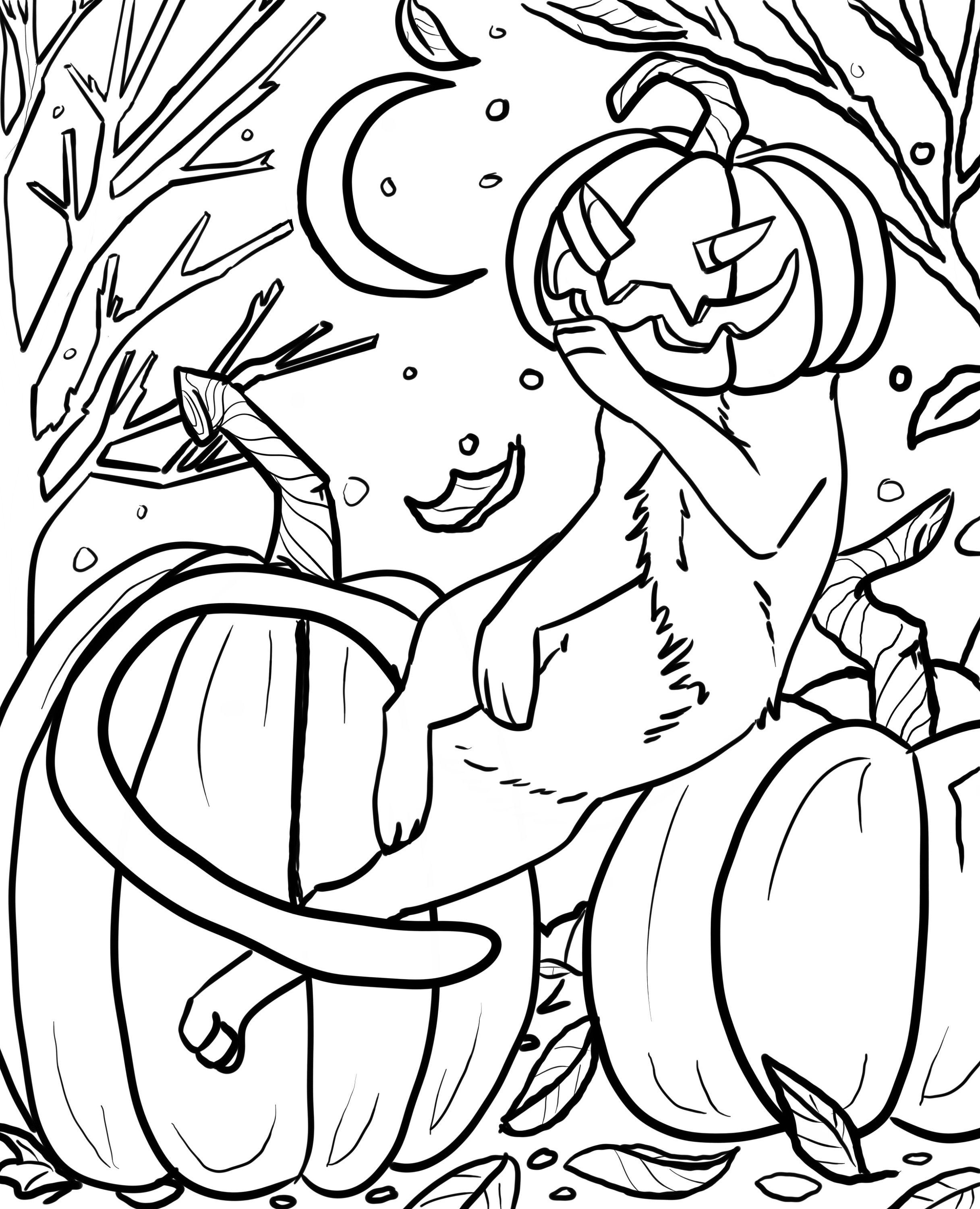 Halloween Cat Downloadable Coloring Page - Etsy