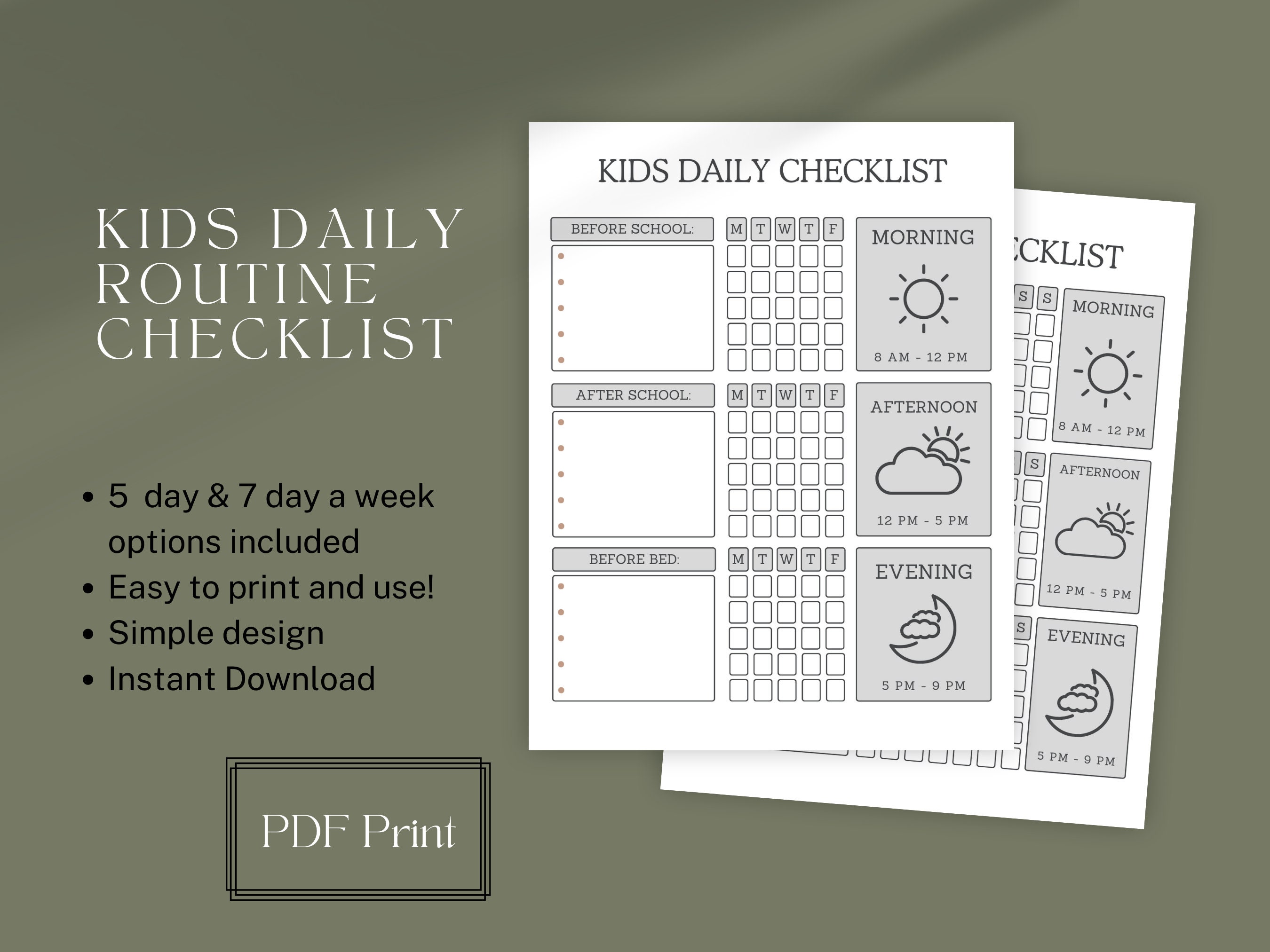 Kids Daily Checklist, PDF Printable - Etsy