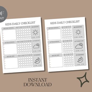 Kids Daily Checklist, PDF Printable - Etsy