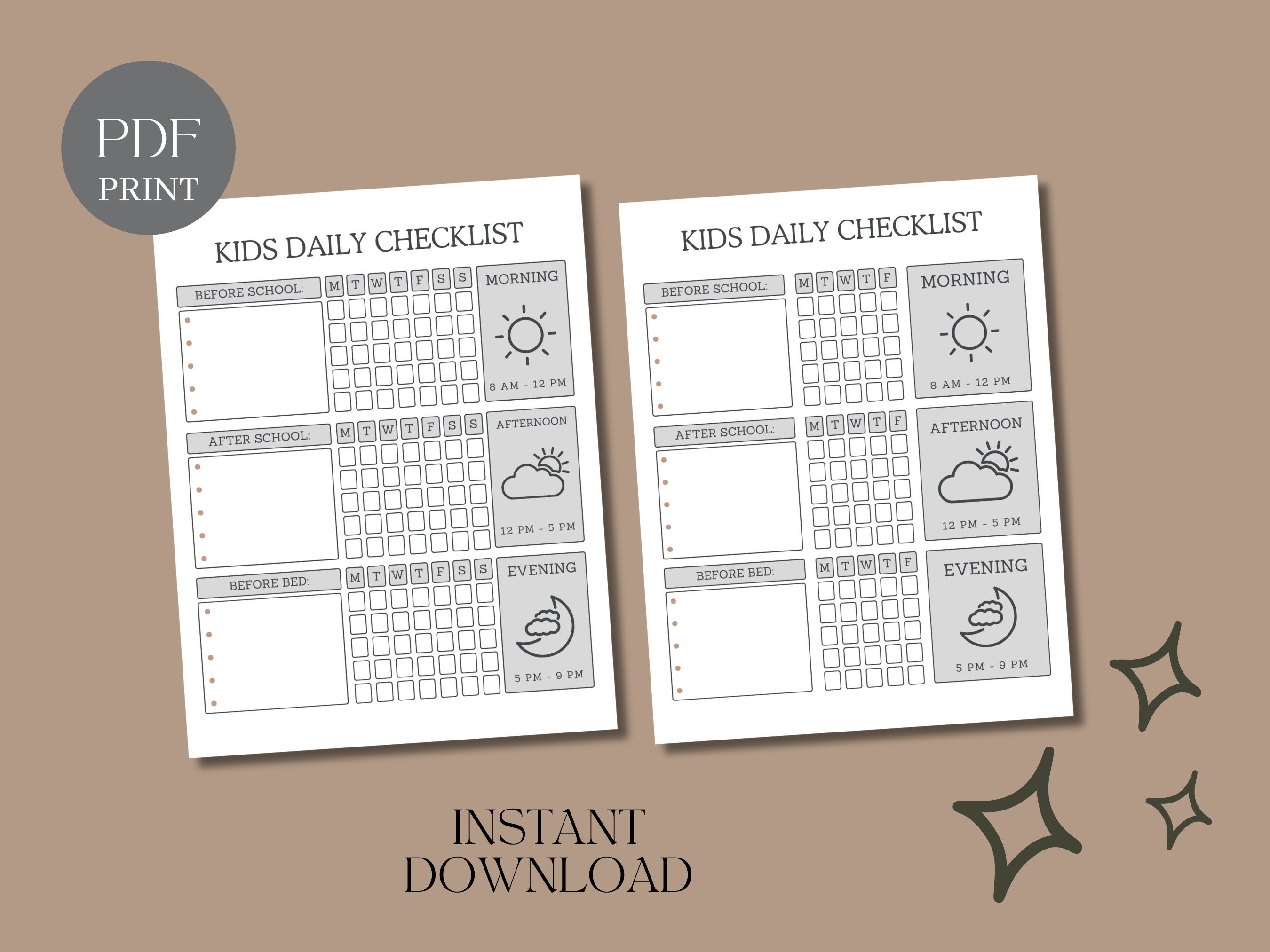 Kids Daily Checklist, PDF Printable - Etsy