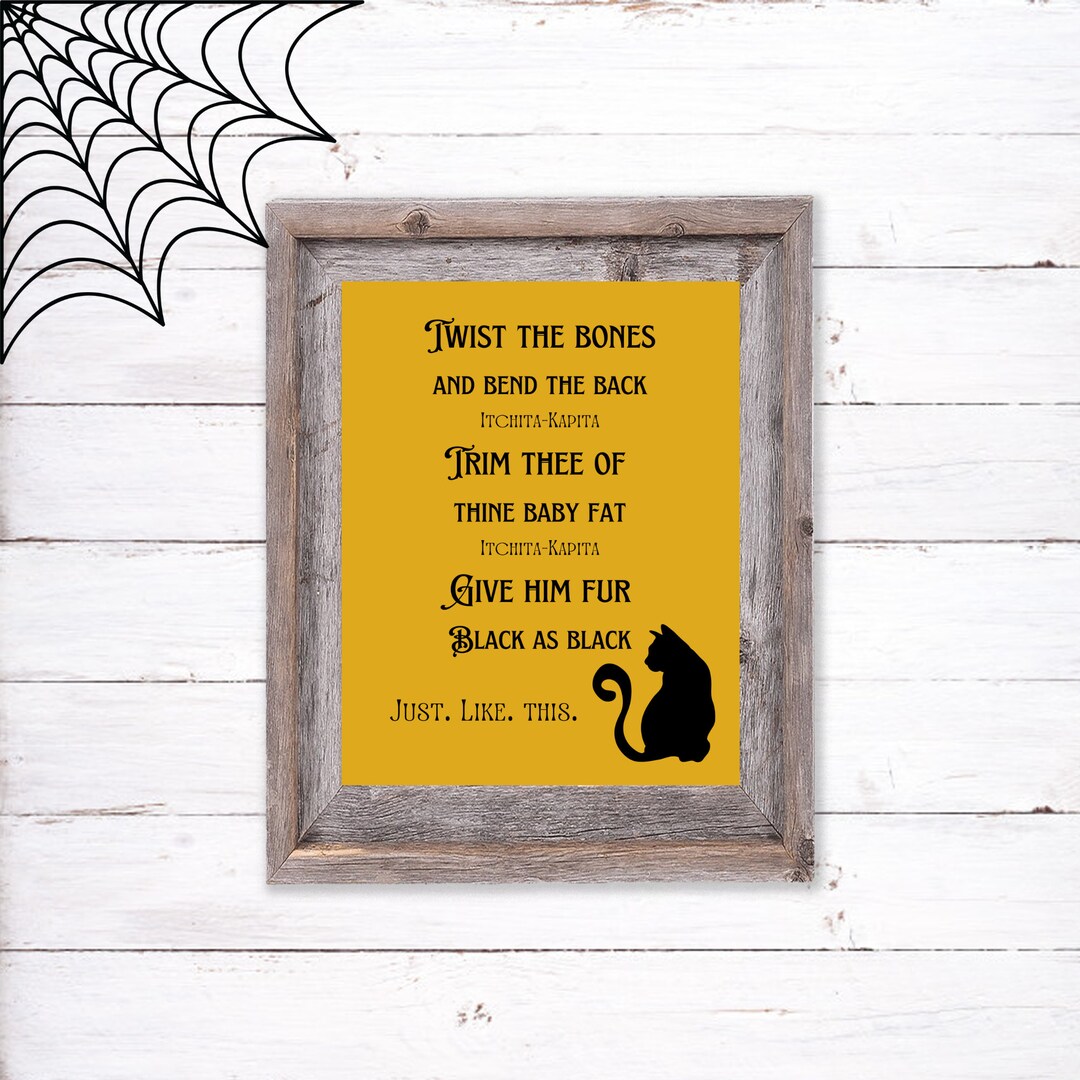Hocus Pocus Binx Spell, Instant Download, Printable, DIY Decor - Etsy