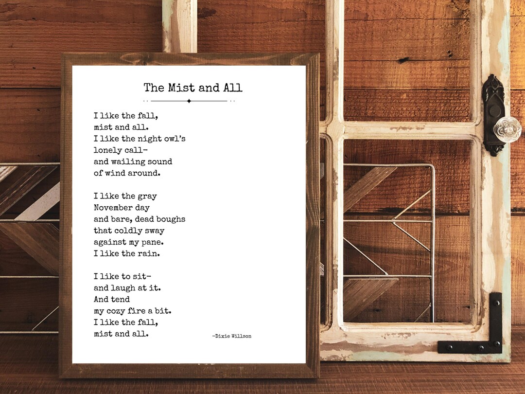 The Mist and All Poem Print - Autumn Winter Wall Art (PDF) | Printable ...