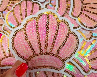 Gray Seashell Patch, Trucker Cap Patch, Iron On, DIY Patch, Shell Patch ...