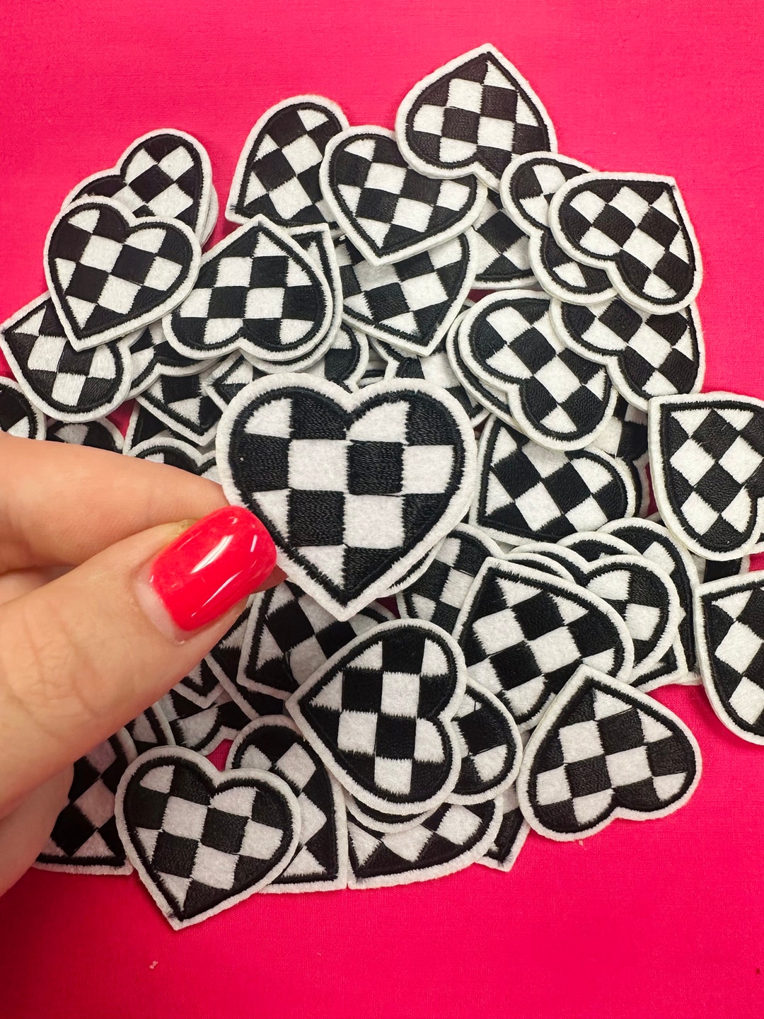 Mini Checkered Heart 4 PACK Iron on Patch - Etsy