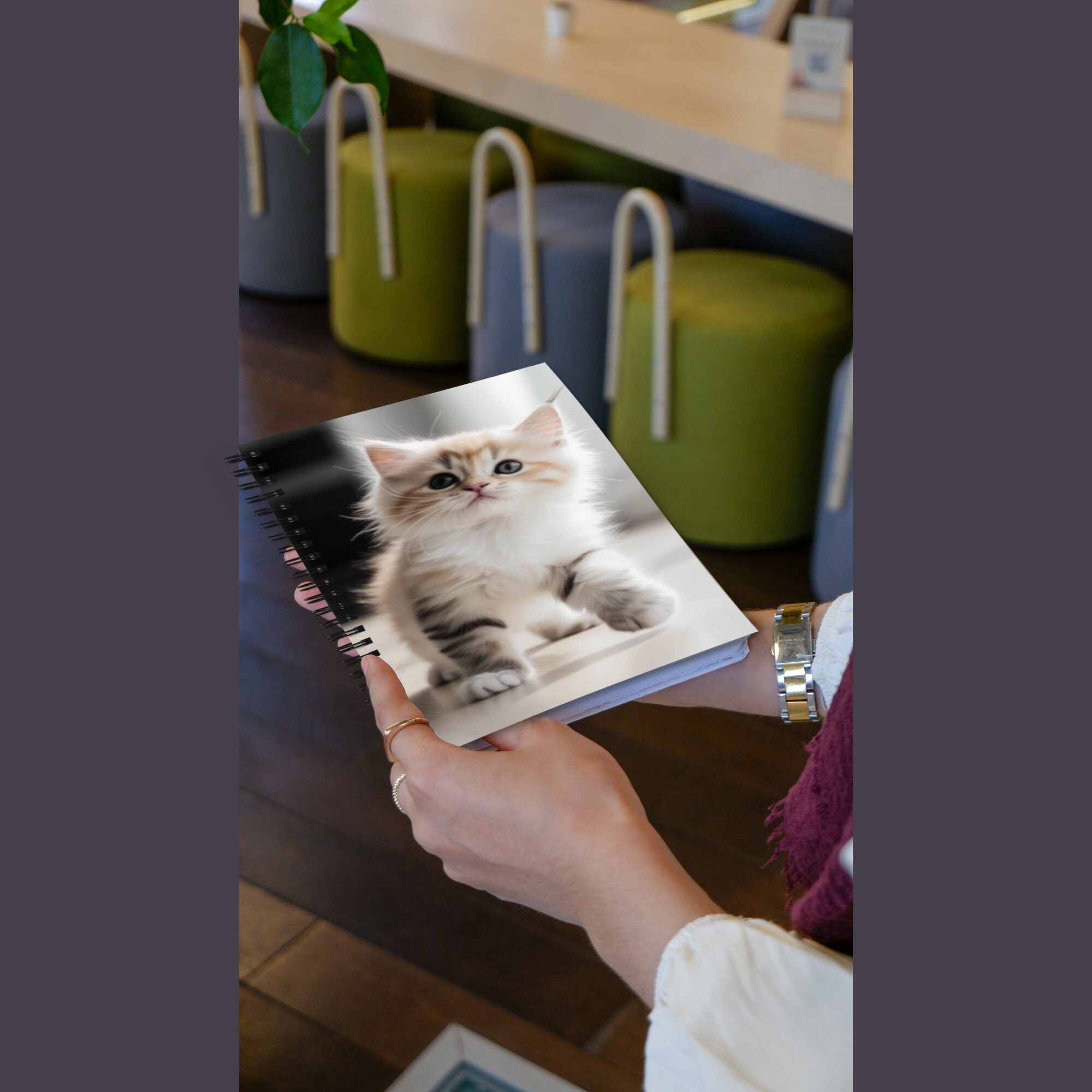 Maine Coon Kitten Spiral Notebook, Cats, Cute Kitten, Half Letter 5.58. ...