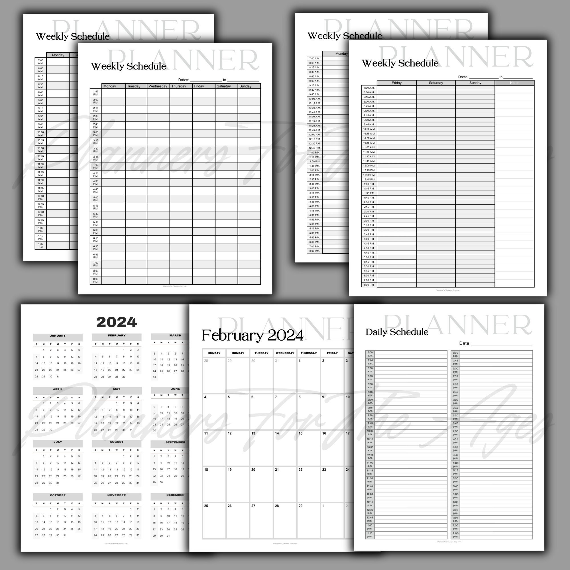 Print and Fill Daily and Weekly Schedule Planner Pages, 2024 Monthly ...